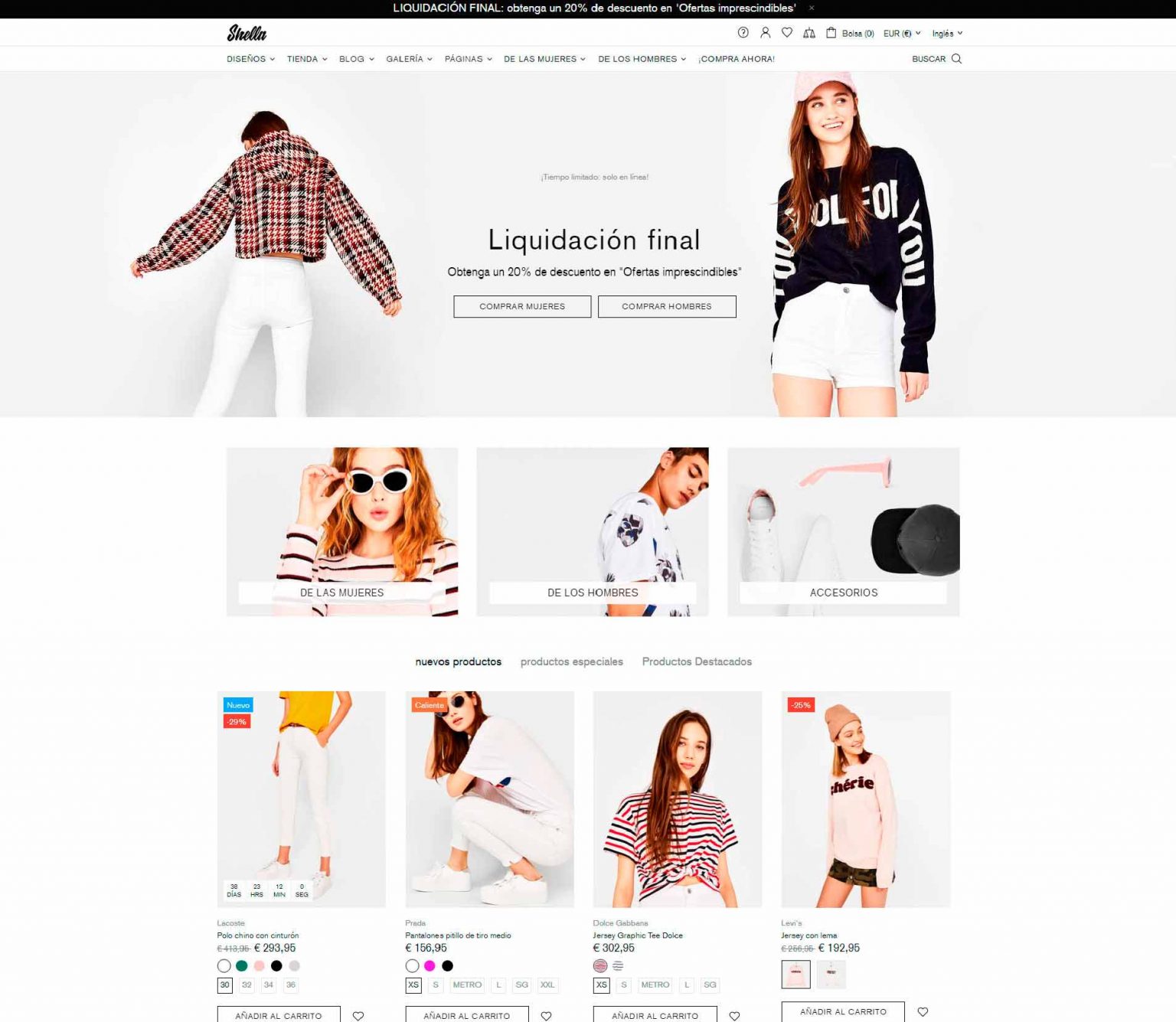 Tienda virtual para moda, m2. Página web y tienda sector de la moda